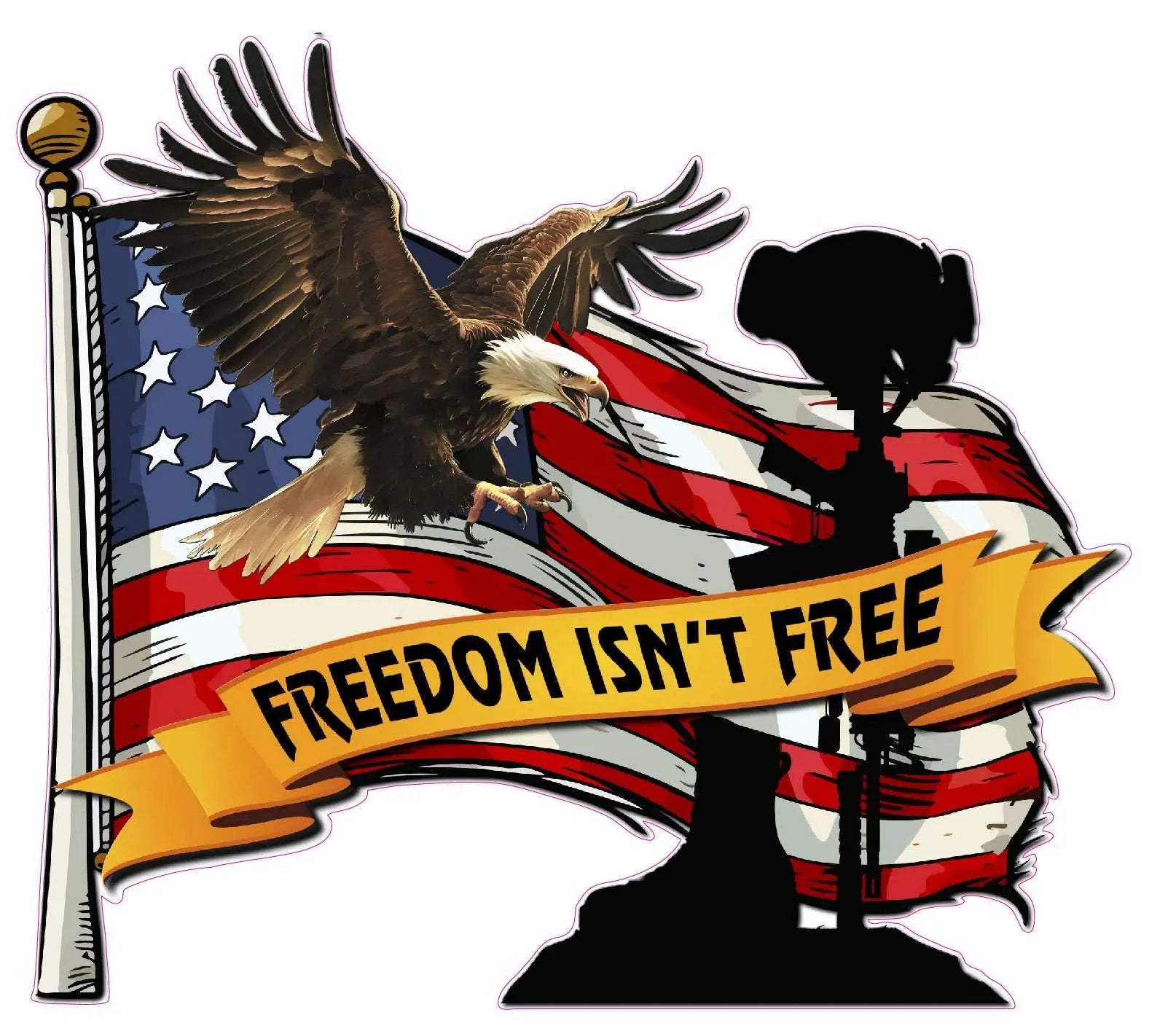 Freedom isn't free Battle Cross Decal - Patriotic Vinyl Graphics ...