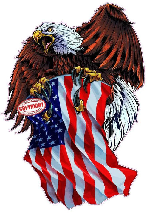 American Flag Decal - Durable Eagle Flying Flag for Any Surface ...