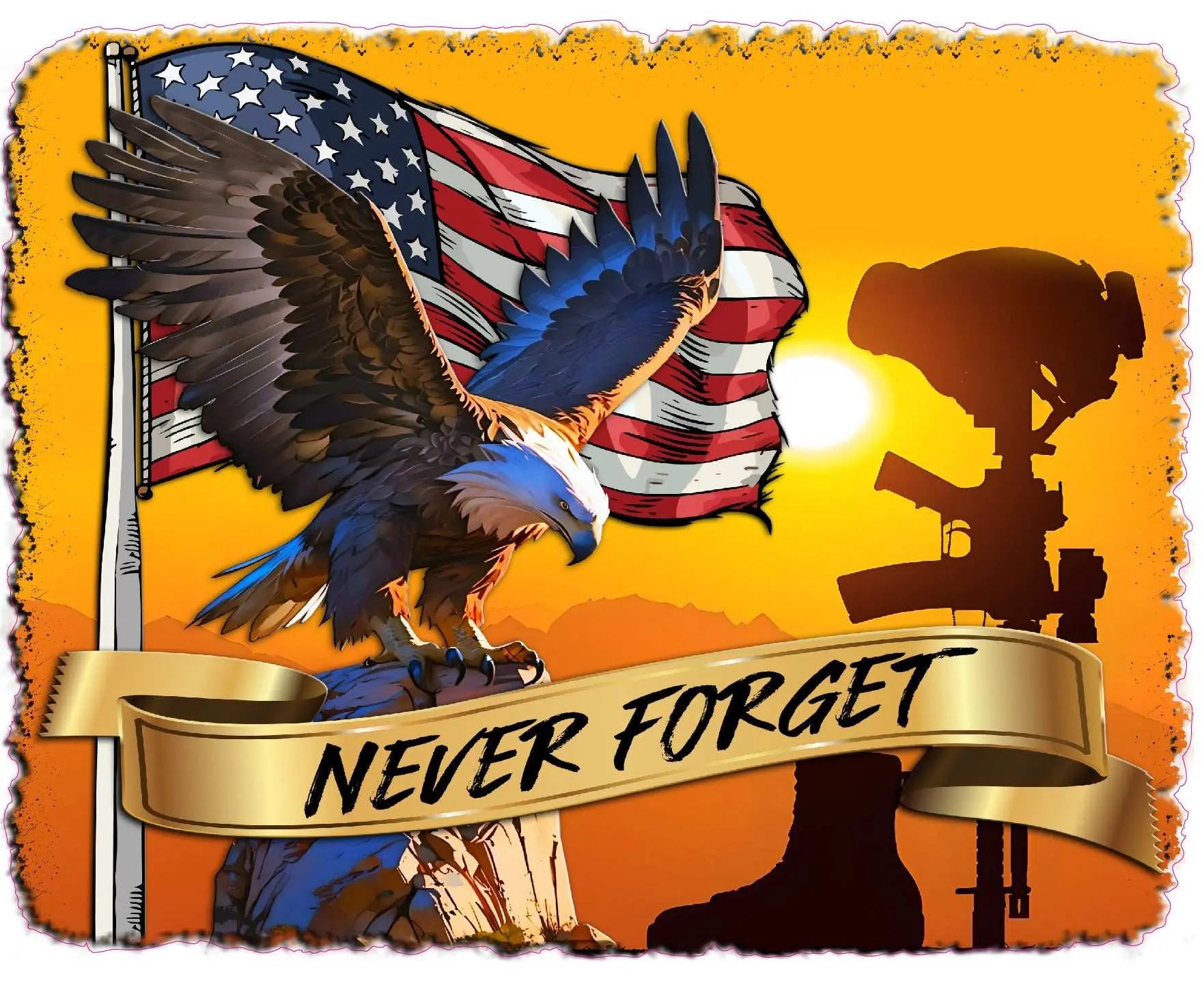 Eagle on rock battle cross veterans decal - Patriotic Vinyl Graphics ...