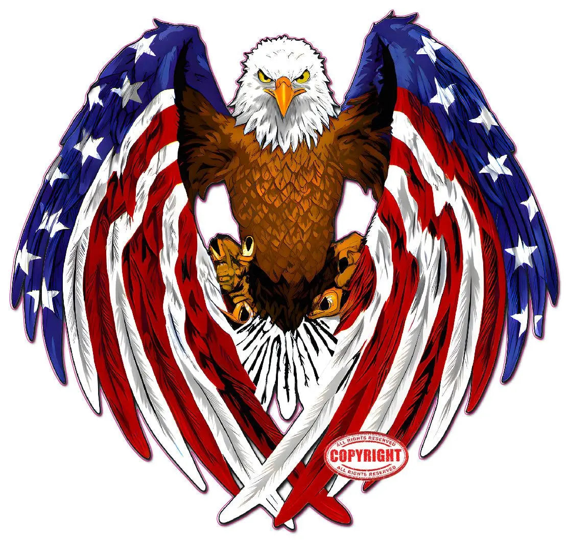 New 2025 Bald Eagle American Flag Eagle Wings Decal | High Quality ...