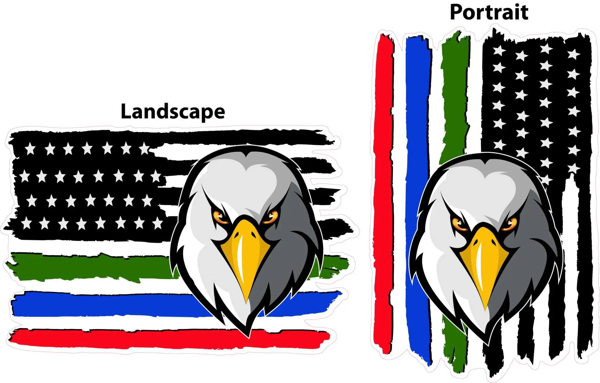 Black Worn American Flag first responders eaglehead decal - Patriotic ...